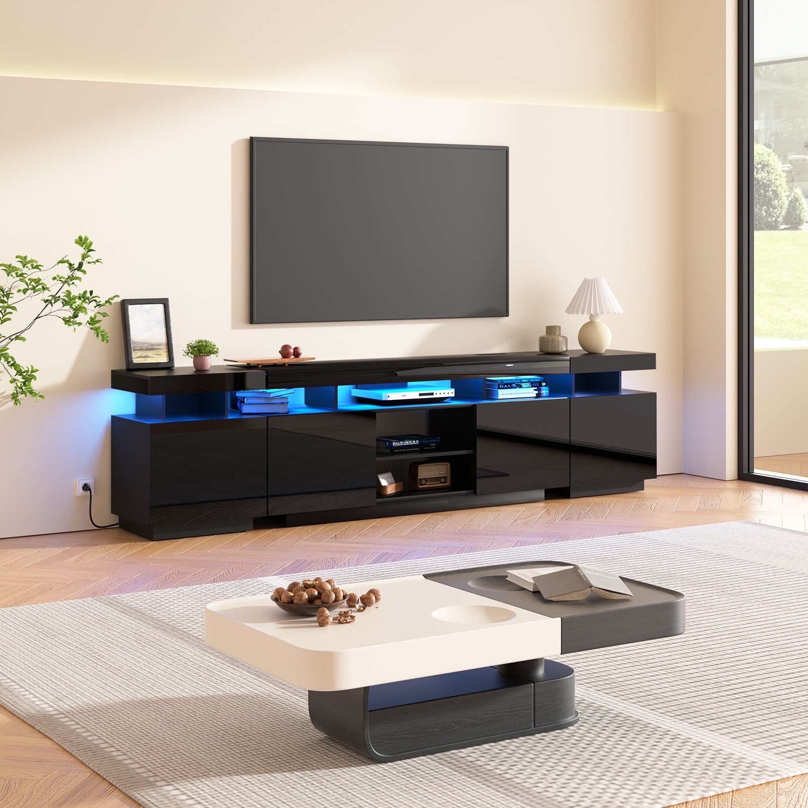 Hommpa LED TV Stand and Cabinet Set, Modern Entertainment Center for up ...