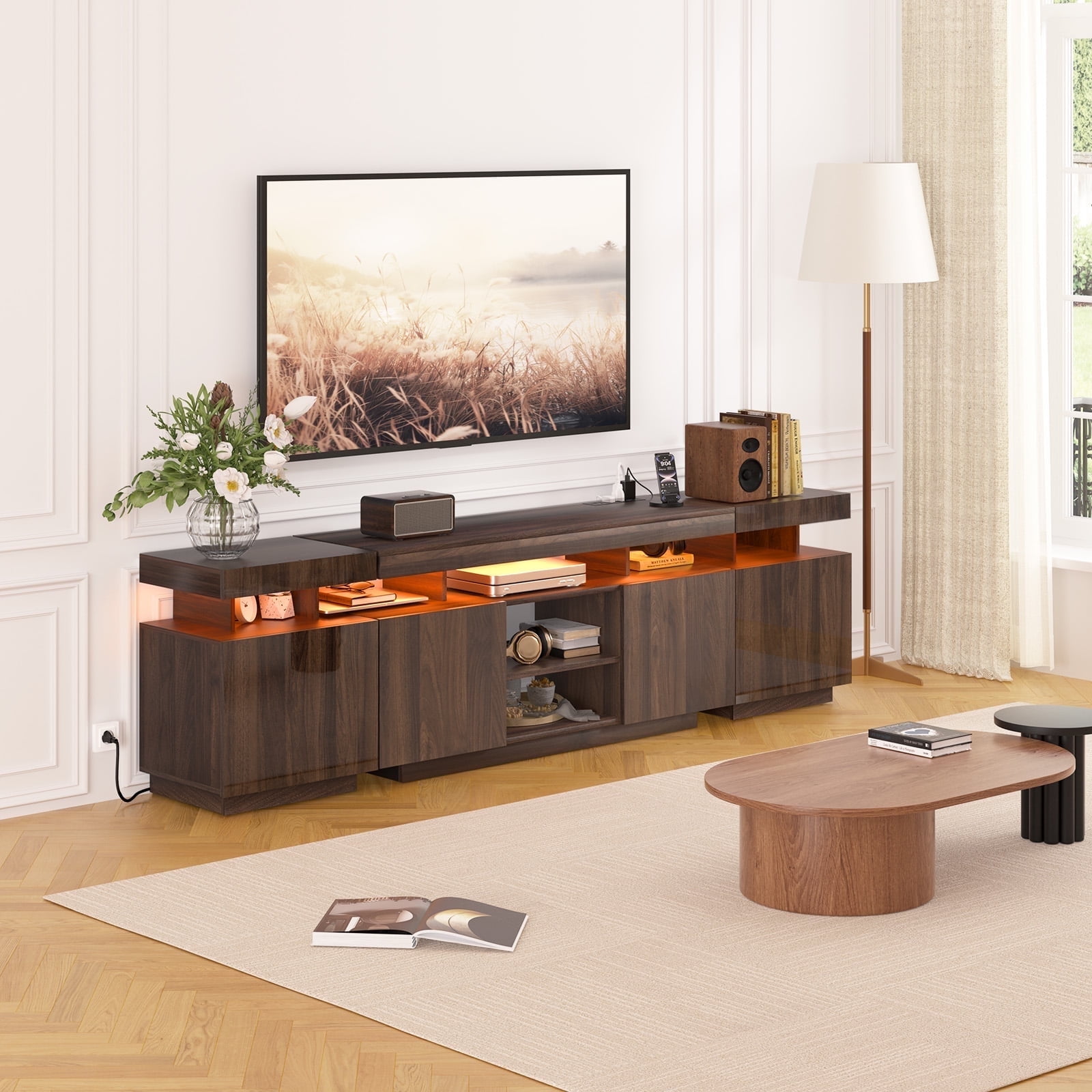 Hommpa LED TV Stand and Cabinet Set, Modern Entertainment Center for up ...