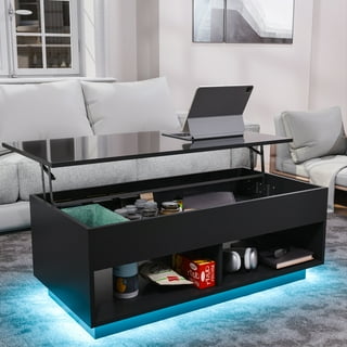 Costway Lift Top Coffee Table with Storage Compartment & 3 Open Cubbies ...