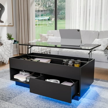 Hommpa LED Lift Top Coffee Table with Storage, Modern Furniture for ...