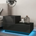 Hommpa Modern LED Nightstand, L-Shaped Bedside Table with High Gloss Drawers, Bedroom Furniture ...