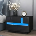 Hommpa Compact Simple Furniture: Modern LED Nightstand with 2 Drawers ...