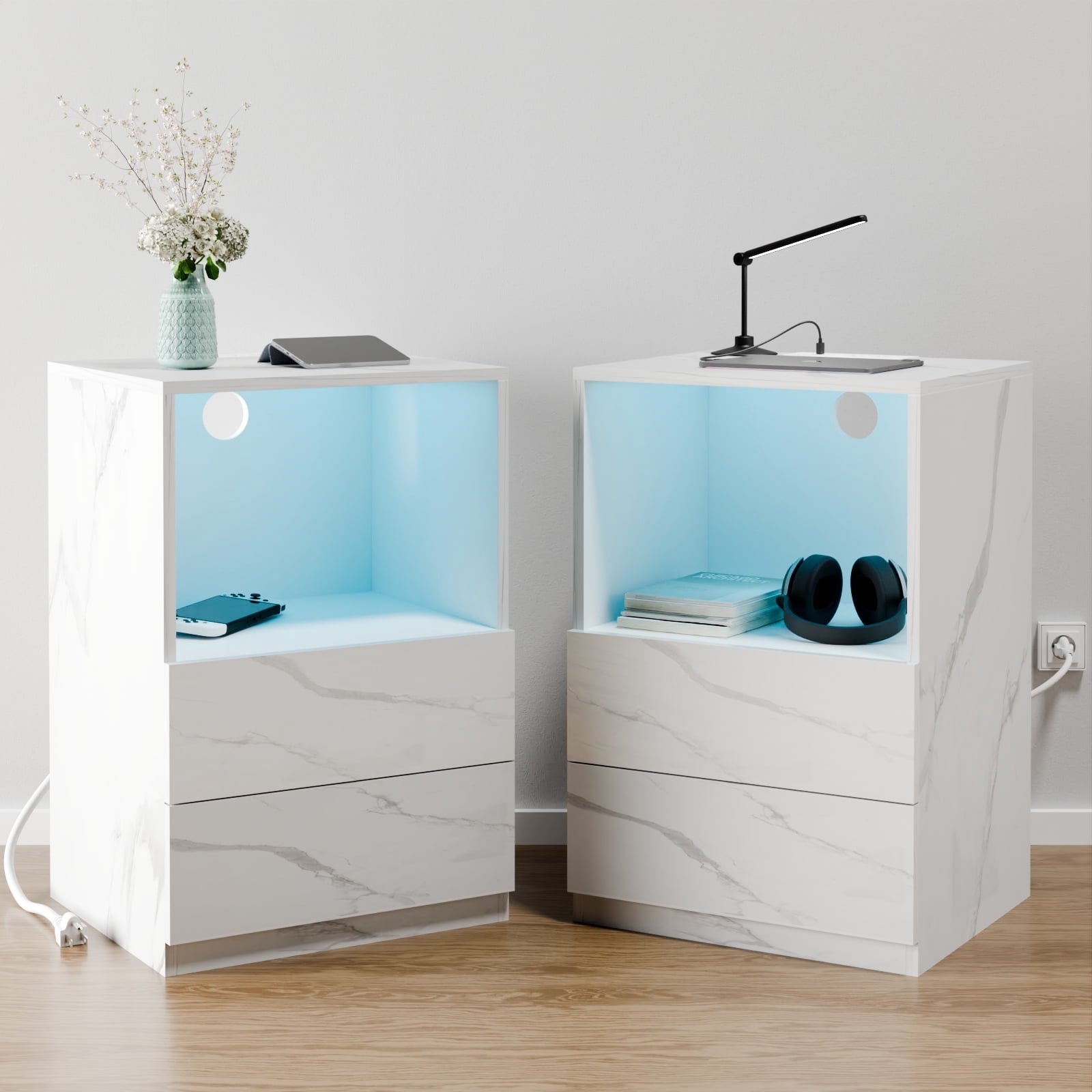 Hommpa Nightstand Set of 2 Nightstands With Usb Nightstands With ...