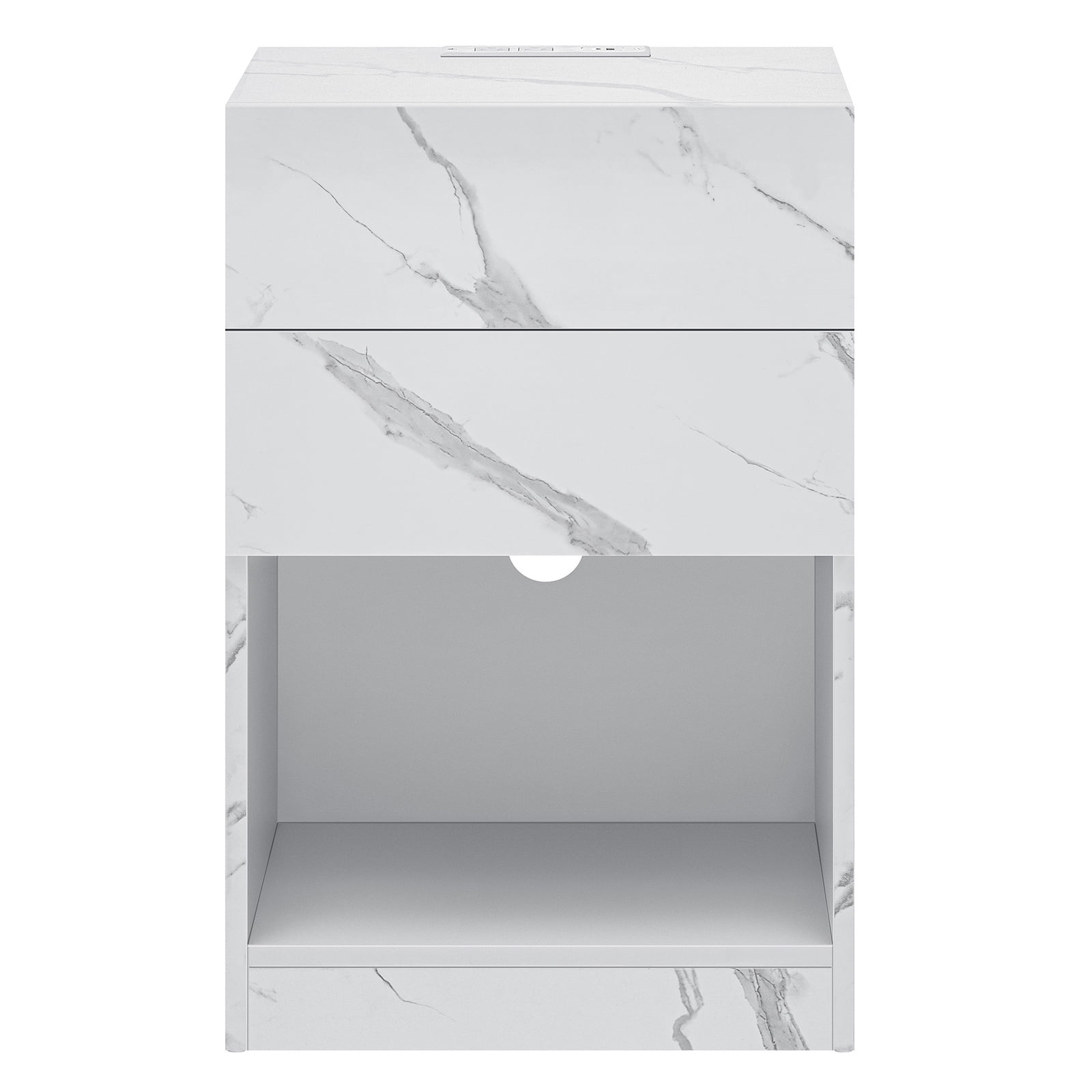 Hommpa White Nightstand 2 Drawers Bedside Table Storage Open Shelf ...