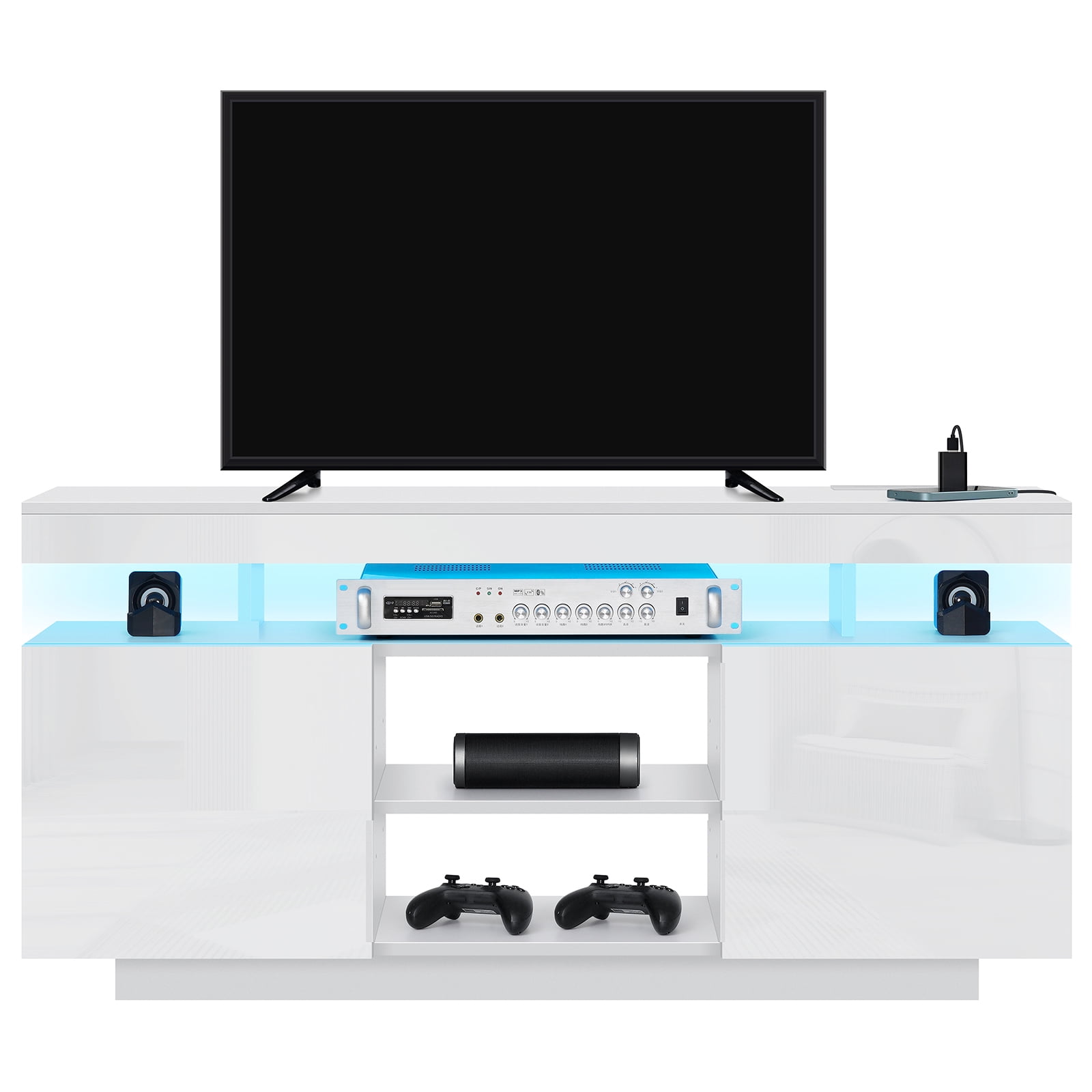 Hommpa TV Stand for TVs up to 55" Media Console Table with RGB LED ...