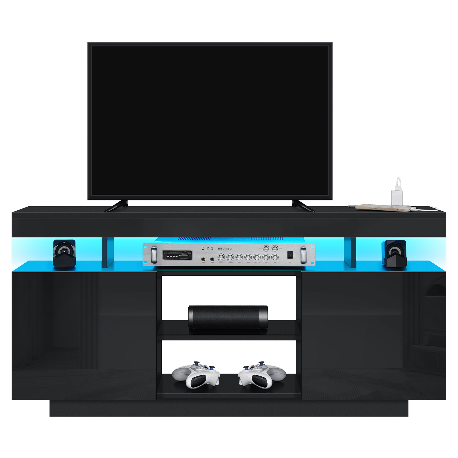 Hommpa TV Stand for TVs up to 55" Media Console Table with RGB LED ...