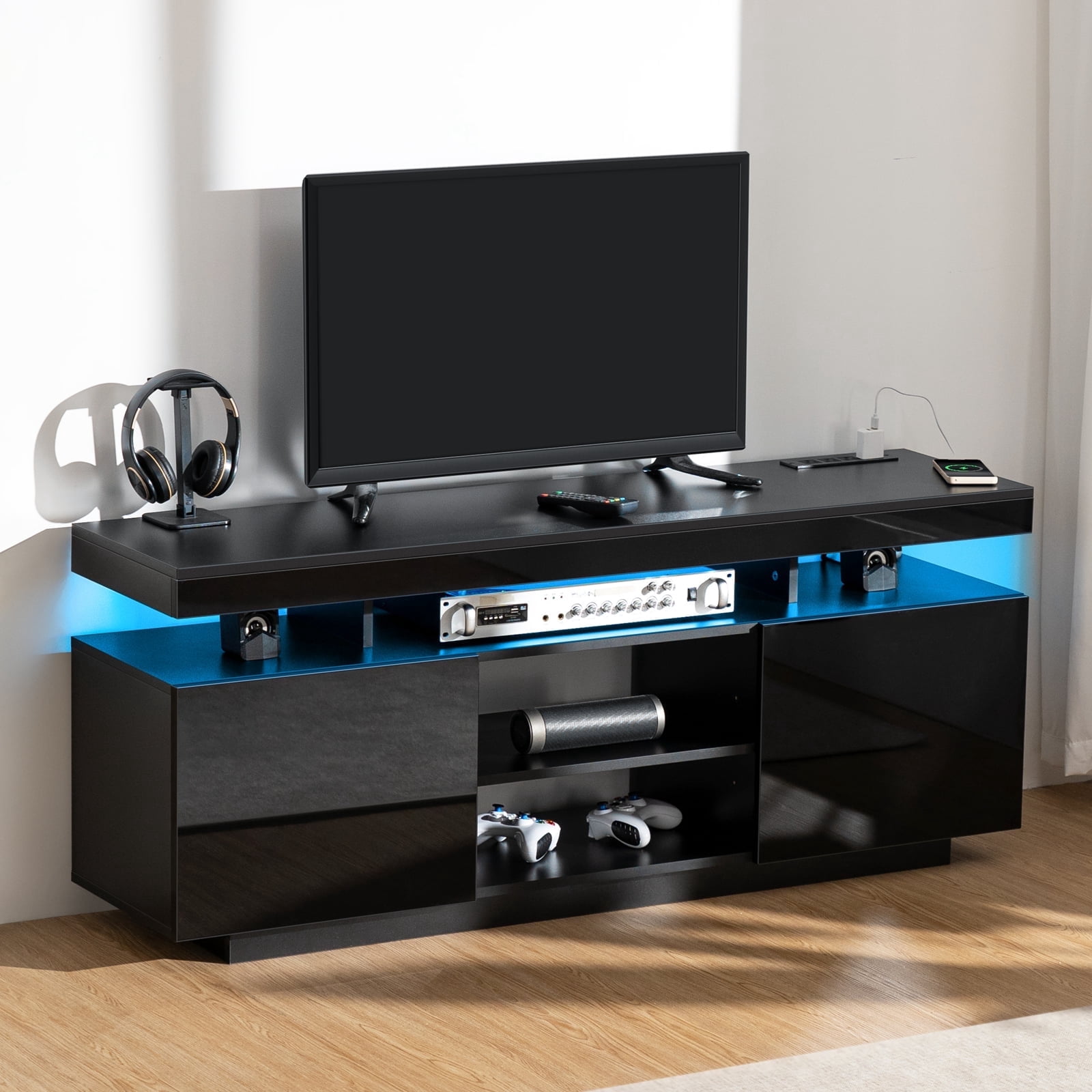 Hommpa TV Stand for TVs up to 65", Entertainment Center with Power ...