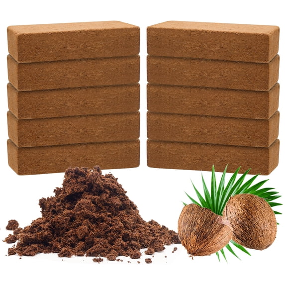 Homneer 10 pack Premium Coco Coir Bricks, Organic Coconut Fiber ...