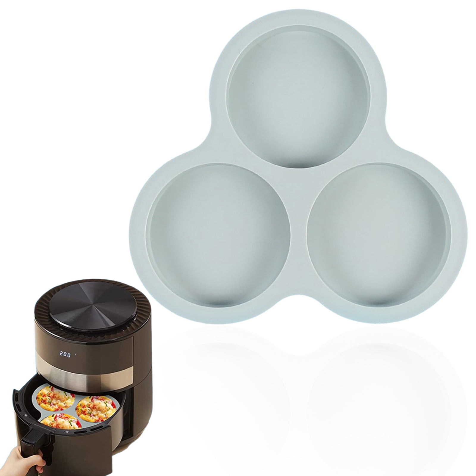 Homng Silicone Egg Cups for Air Fryer, 3-Cavity Grey Cupcake Baking ...