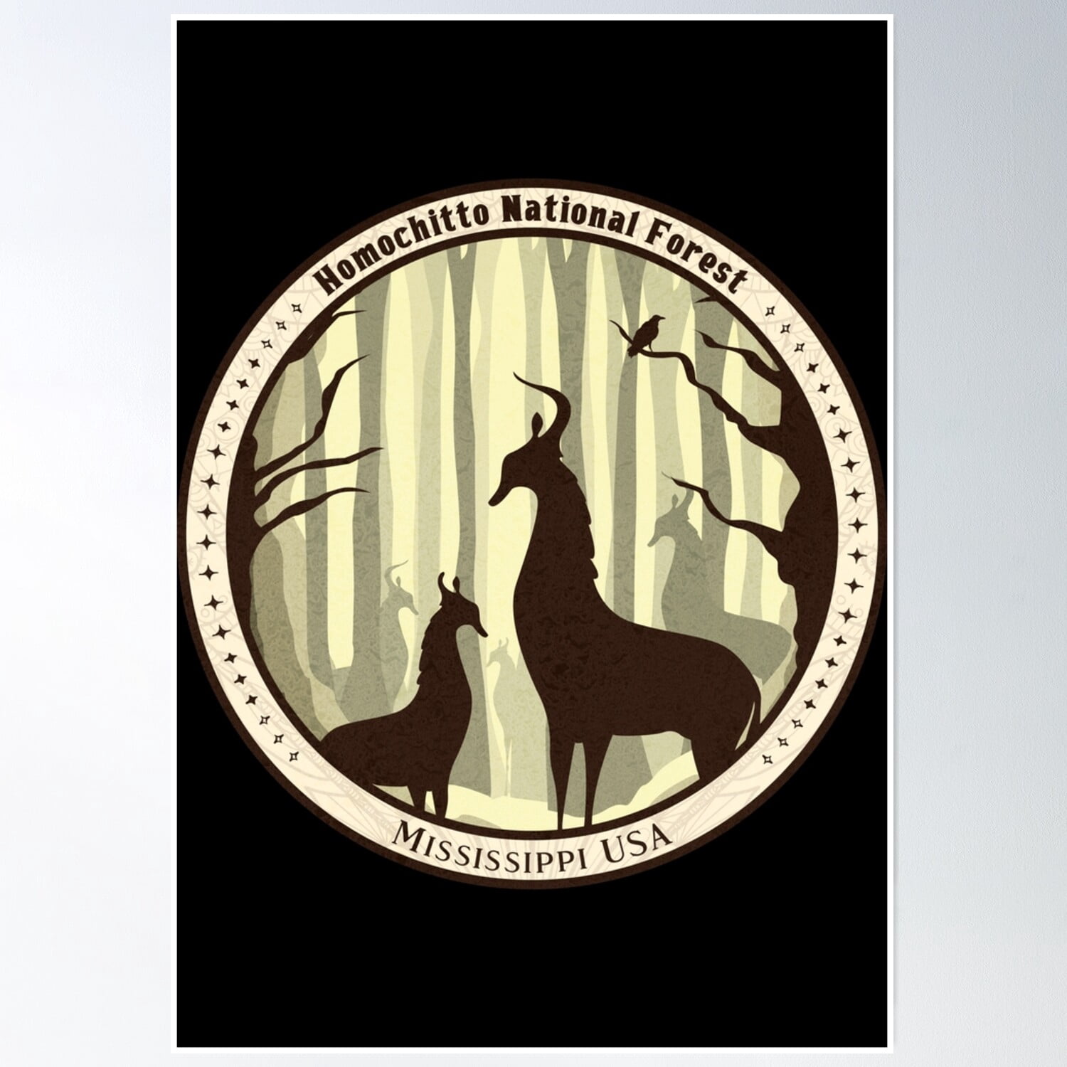 Homochitto National Forest Mystical Deer Poster Wall Art, Modern Wall ...