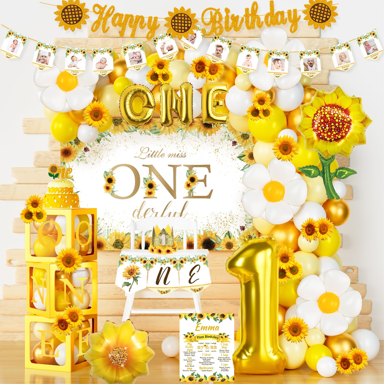 Homond Sunflower First Birthday Decorations, 1st Birthday Decorations ...