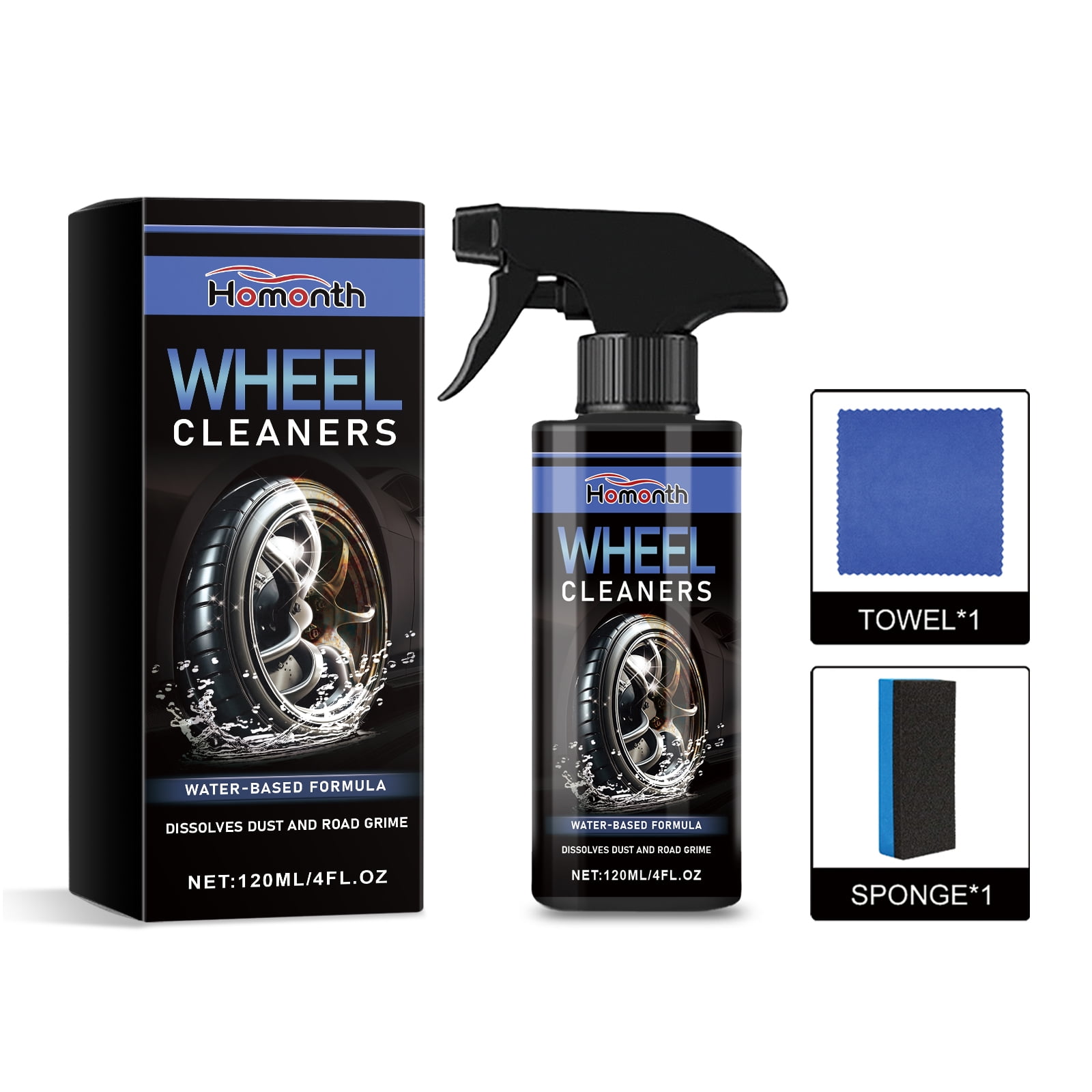 Homonth Car Wheel Cleaner Car Tire Wheel Hub Cleaning Rust Removal ...
