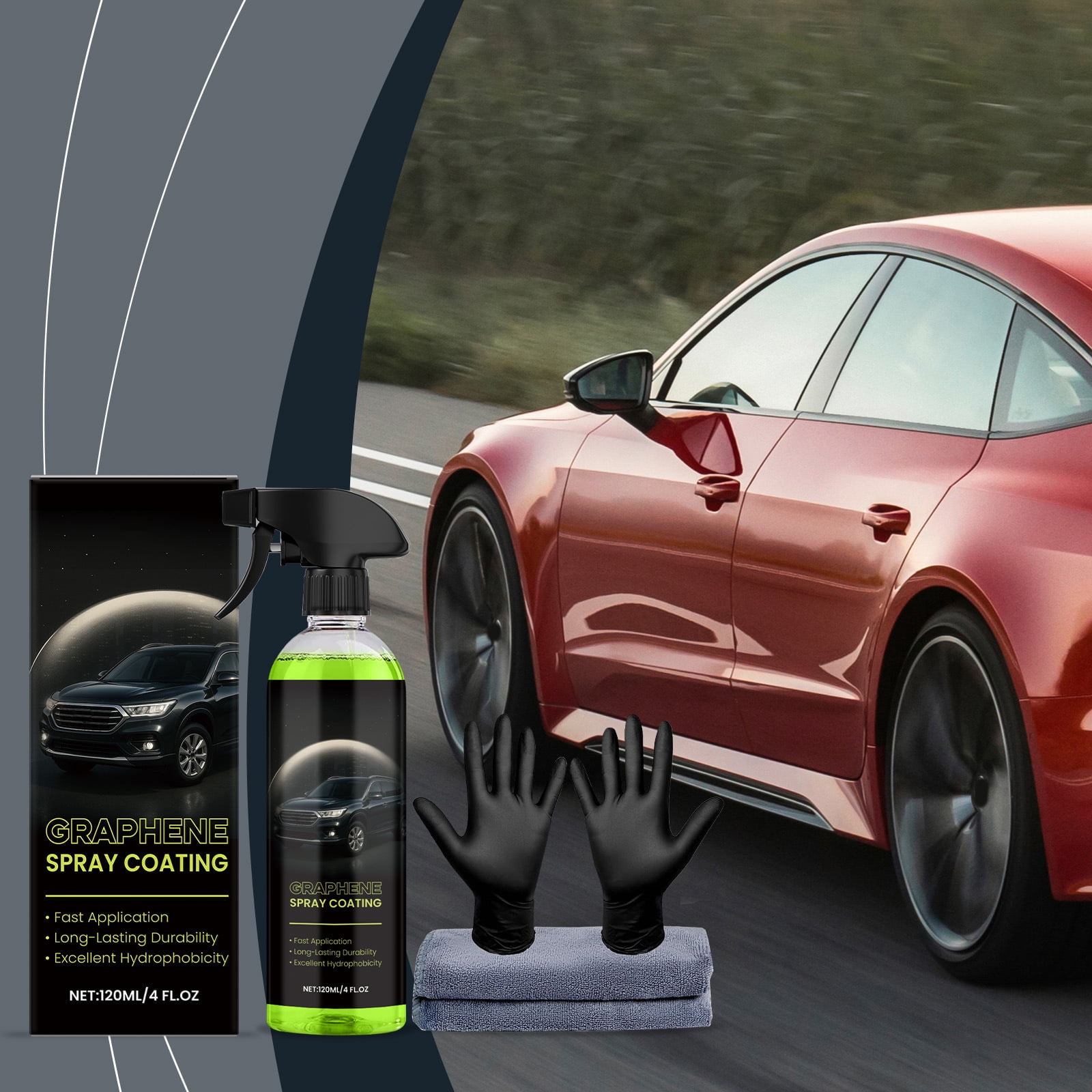Homonth Ceramic Coating Spray Kit 1 Spray + 1 Gloves + 1 Towel For Car ...