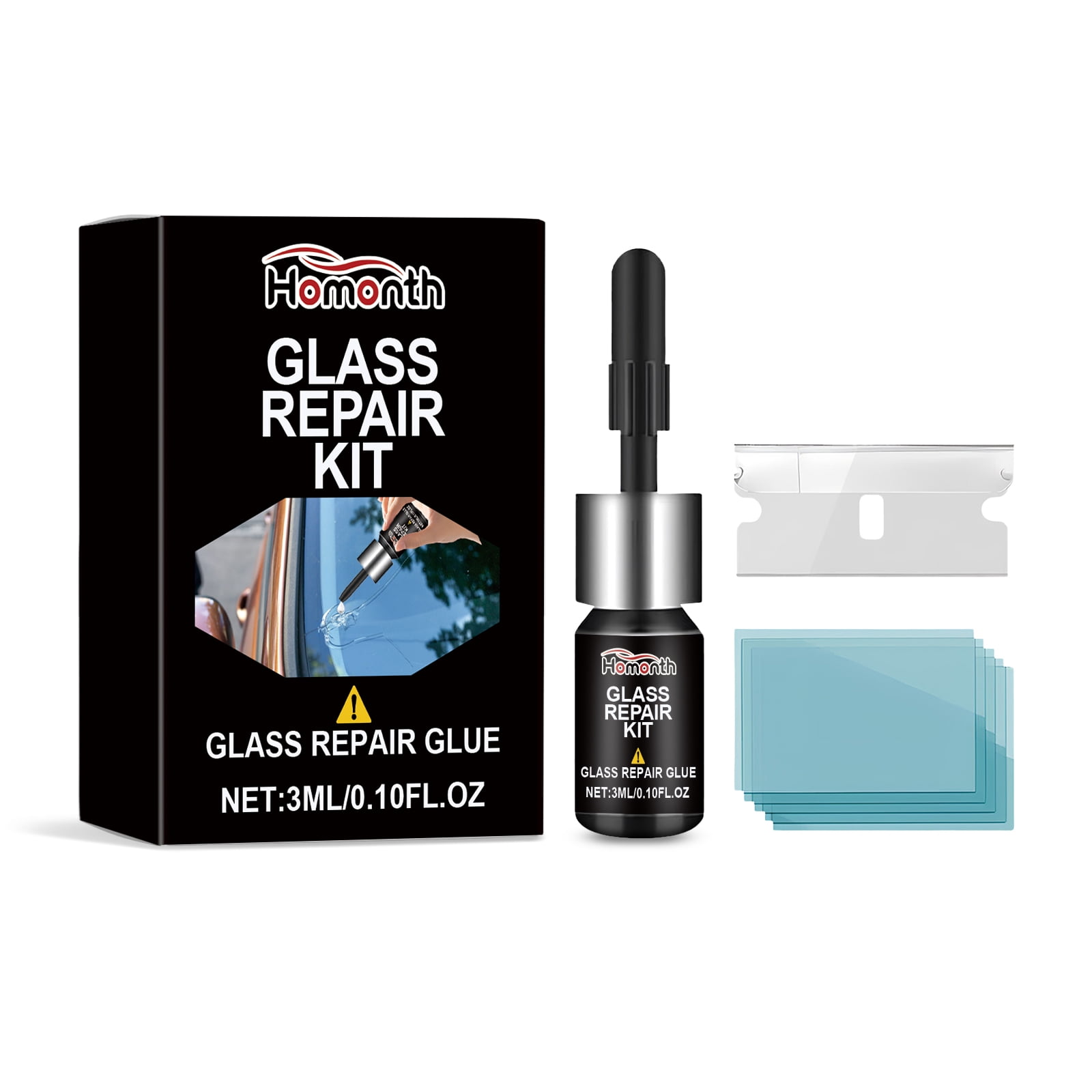 Homonth Glass Repair Kit: Car Windshield Crack and Scratch Clear Vision ...