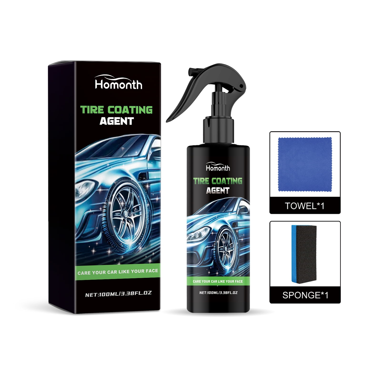 Homonth Tire Coating Agent, Automobile Tire Clean Decontamination Anti ...