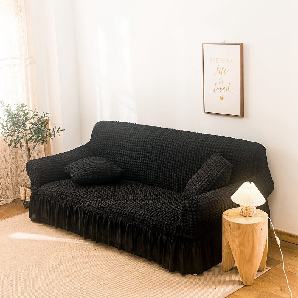 Homore 1 Piece Sofa Slipcover with Pleated Ruffled Skirt Washable High ...