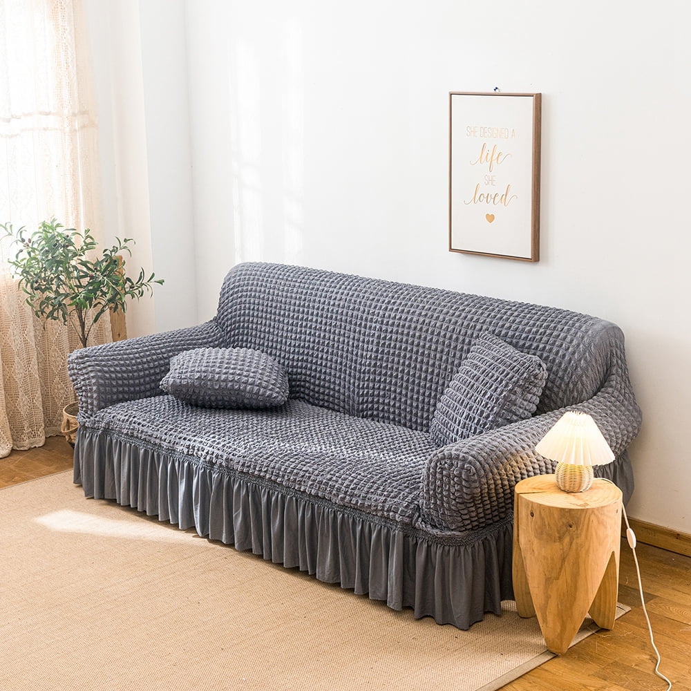 Homore 1 Piece Sofa Slipcover with Pleated Ruffled Skirt Washable High ...