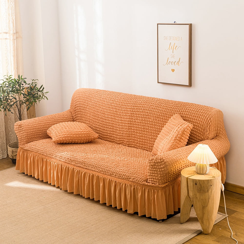 Homore 1 Piece Sofa Slipcover with Pleated Ruffled Skirt Washable High ...