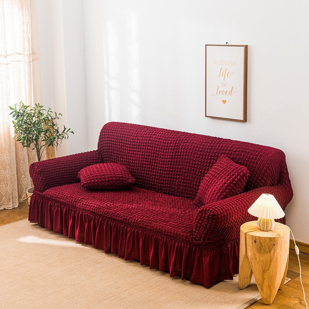 Homore 1 Piece Sofa Slipcover with Pleated Ruffled Skirt Washable High ...