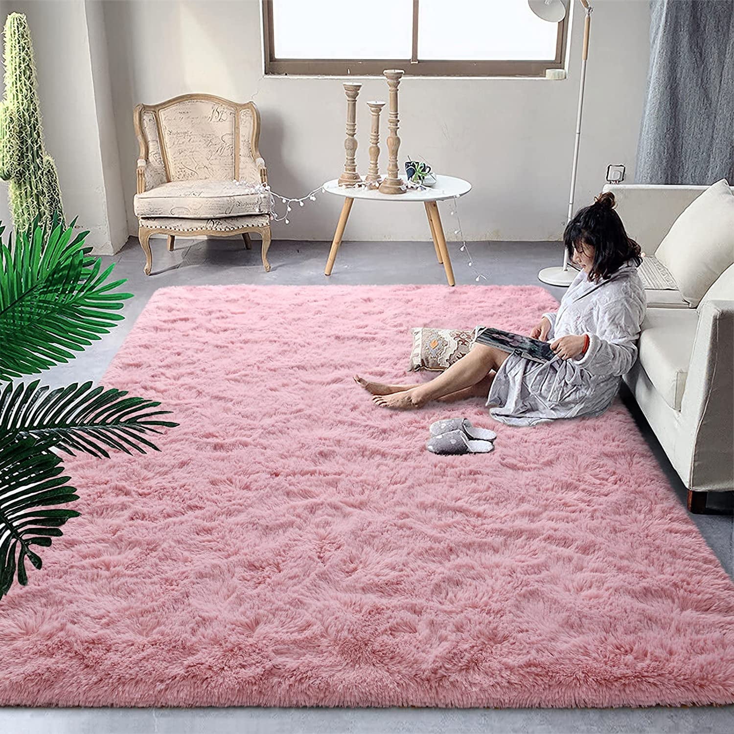 Homore Cute Fluffy Velvet Carpet Soft Washable Area Rugs for Bedroom ...