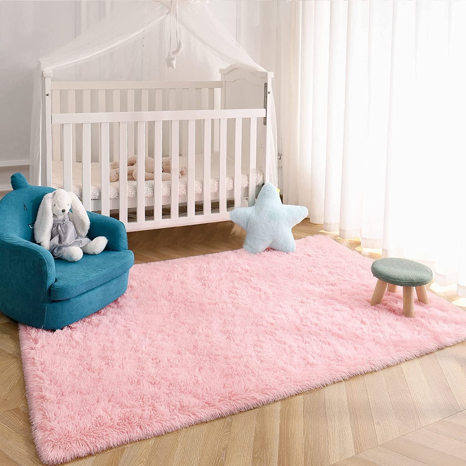Homore Modern Area Velvet Rugs for Bedroom, 5.3' x 7.5' , Pink ...