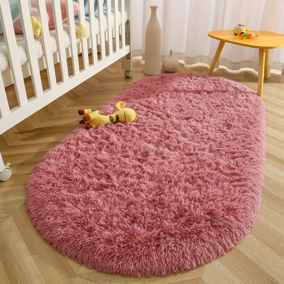 Homore Ultra Soft Modern Oval Rugs for Bedroom, 3.2' x 6.2', Blush ...