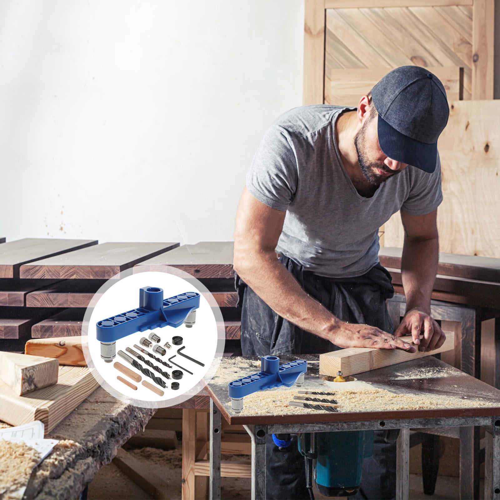 Homoyoyo Dowel Jig Woodworking Marking Tools ABS Engineering Plastics 1 ...