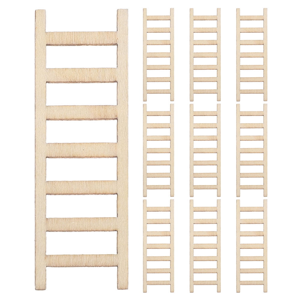 Homoyoyo 100Pcs Wooden Step Ladder Model for Dollhouse Furniture, Khaki ...