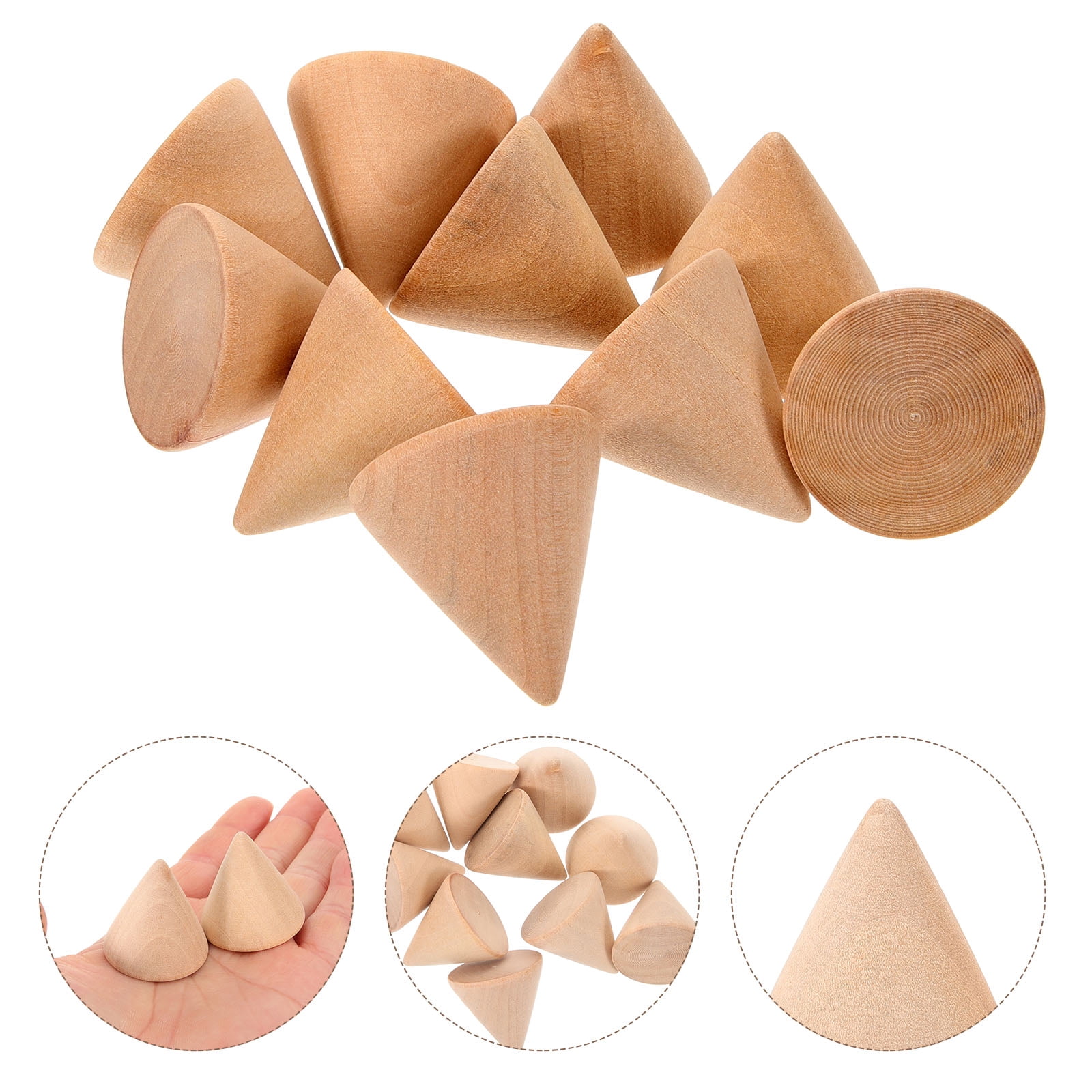 Homoyoyo 10pcs Unpainted Wood Cones for Crafting Projects and Home ...