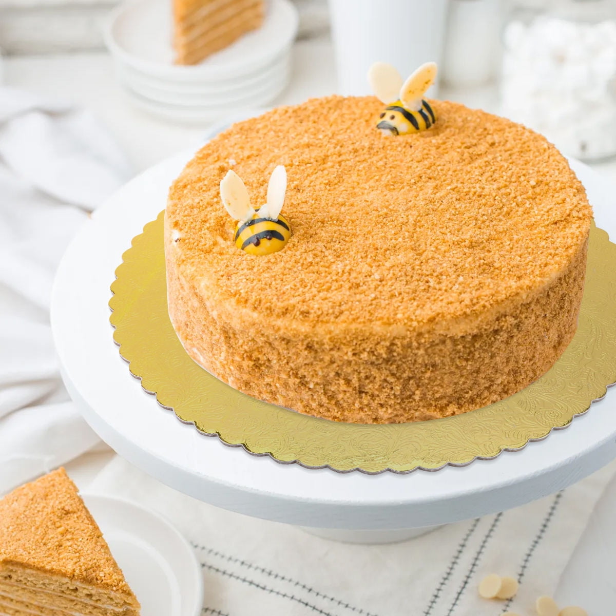 Homoyoyo 10Pcs Golden Round Cake Pads Nonstick Grease Resistant For ...