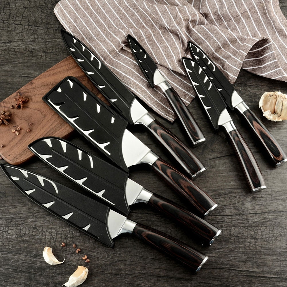 Homoyoyo 10Pcs Shape Black Plastic Kitchen Knives with Covers for Blade ...
