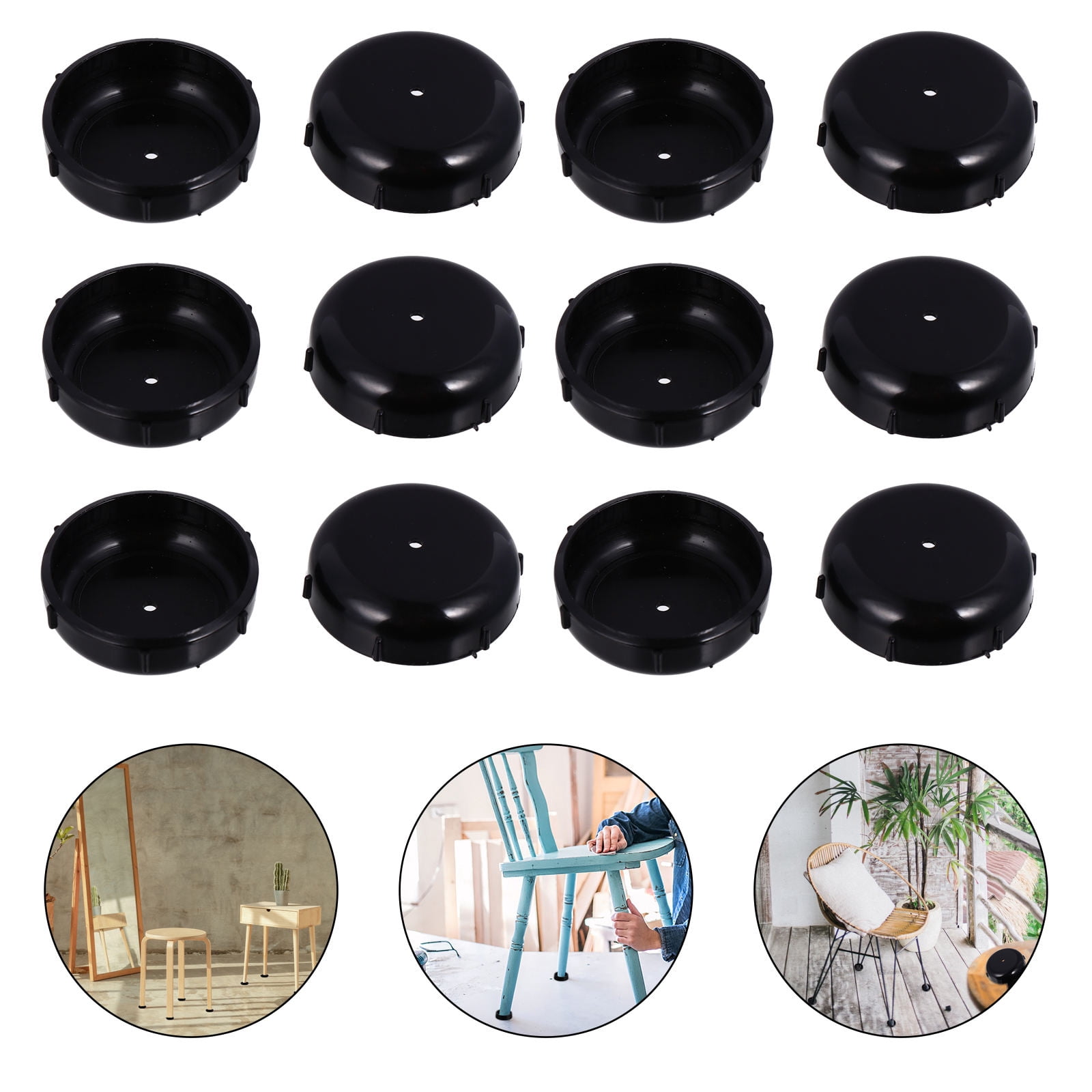 Homoyoyo 16Pcs Thickened Chair Leg Protectors Black Plastic Furniture ...