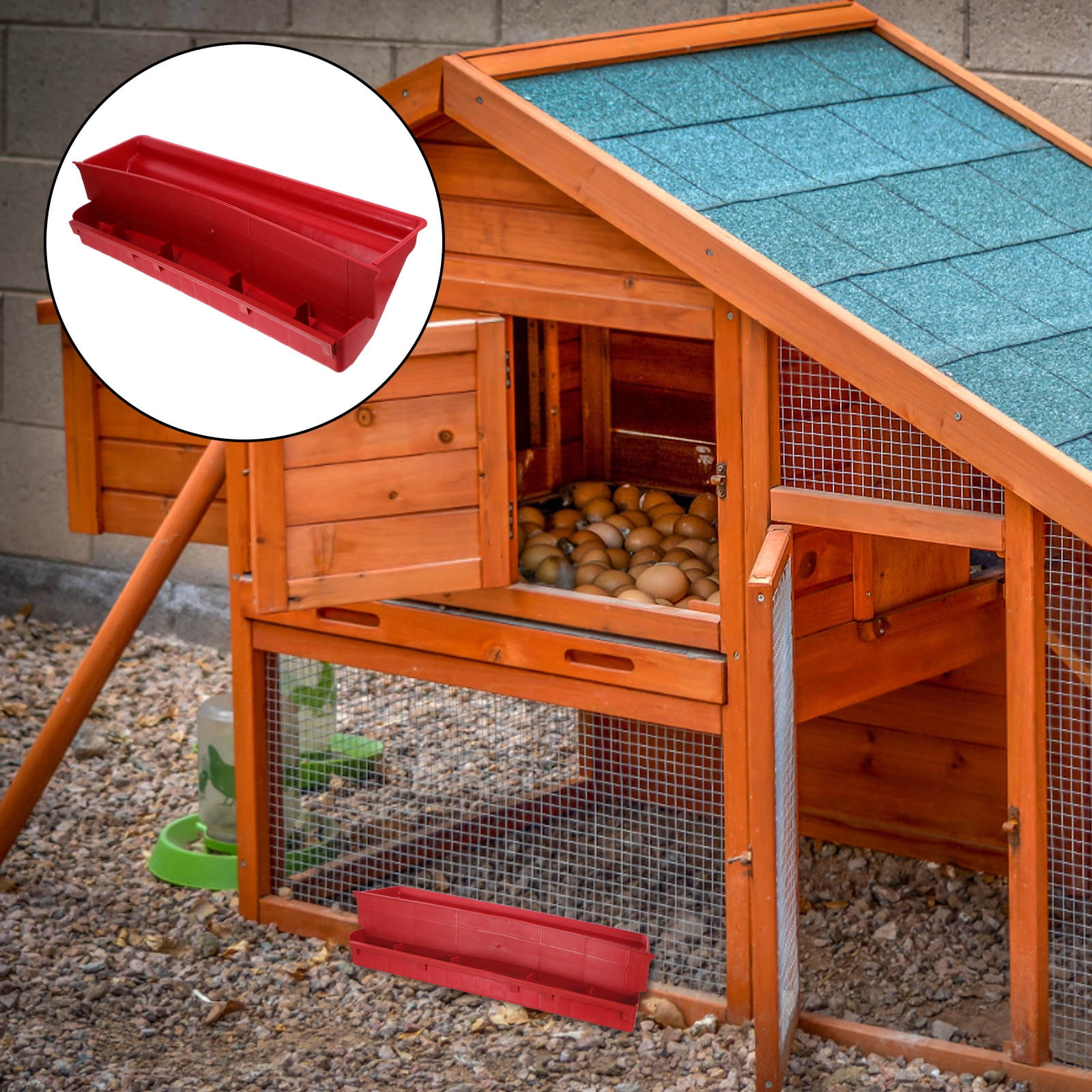 Homoyoyo 1Pack Red ABS Chicken Feeder Trough for Poultry Birds Easy ...
