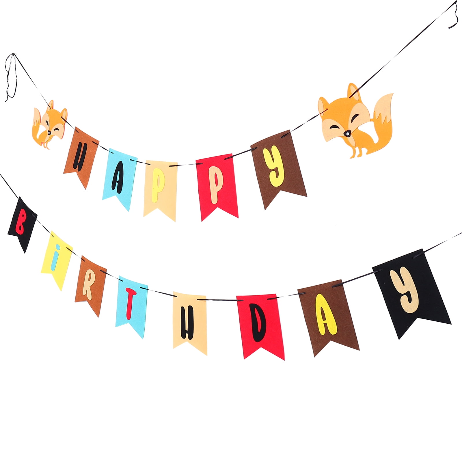 Homoyoyo 1Pc Assorted Color Birthday Banner with Fox Design Party ...