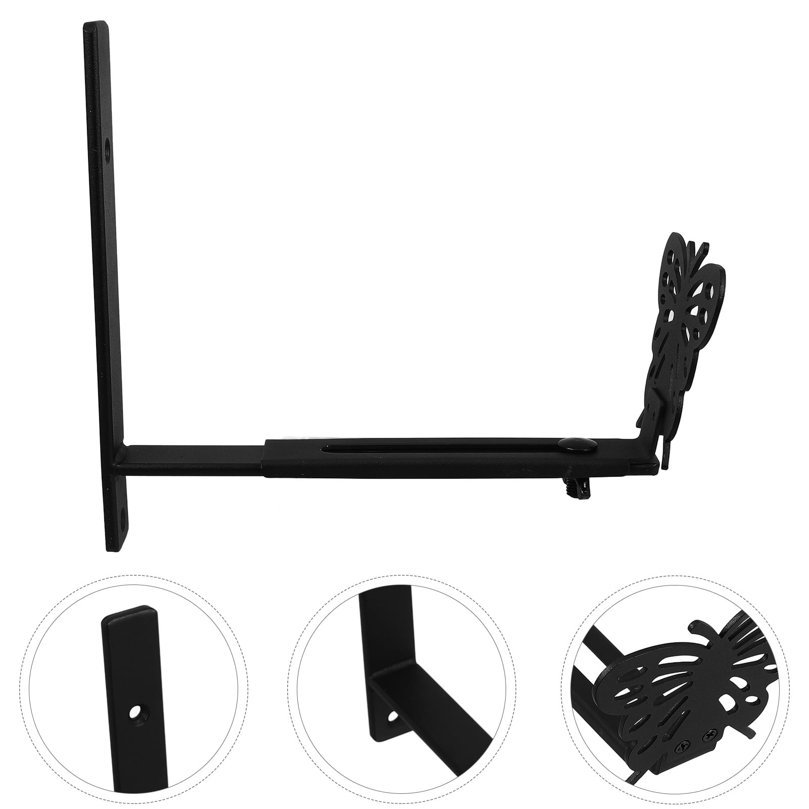Homoyoyo Adjustable Iron Fence Bracket for Heavy Plants, Black Window ...