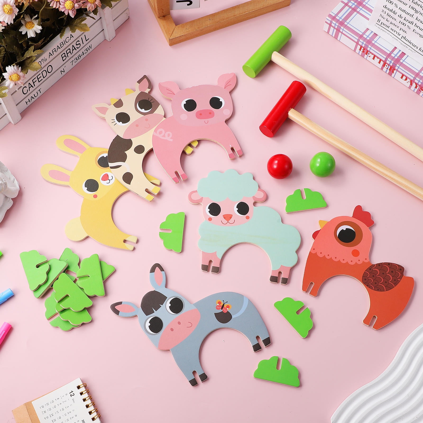 Homoyoyo Animal Crowuet Wooden Animals Croquet Set Plastic 1 Set ...