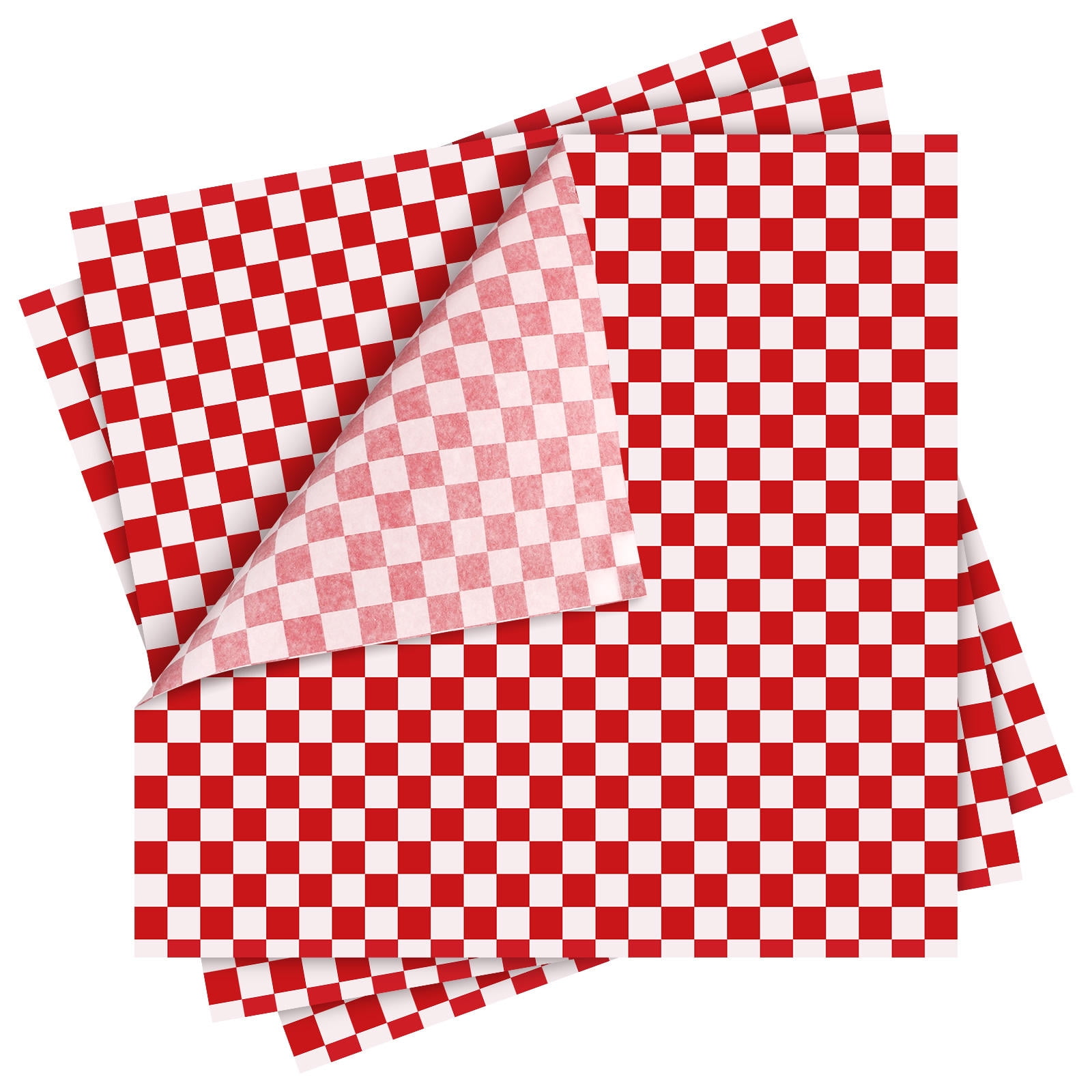 Homoyoyo 24Pcs Red Checkered Wax Paper Sheets Food Grade Grease Proof ...