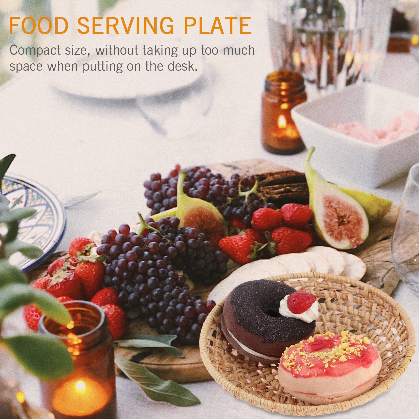 Homoyoyo 2Pcs Rattan Woven Food Plates Khaki Fruit Serving Trays ...