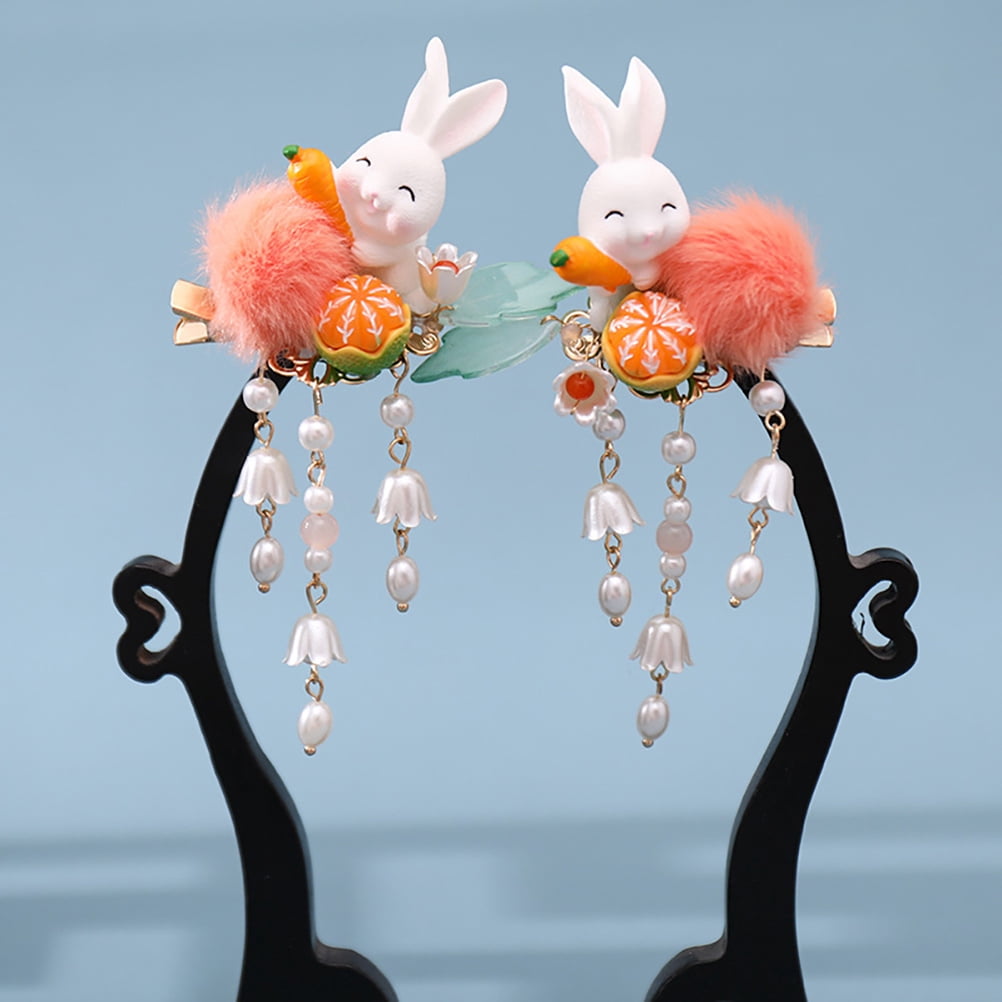 Homoyoyo 2Pcs Animal Hair Clip Plush Bunny Accessories for Women and ...