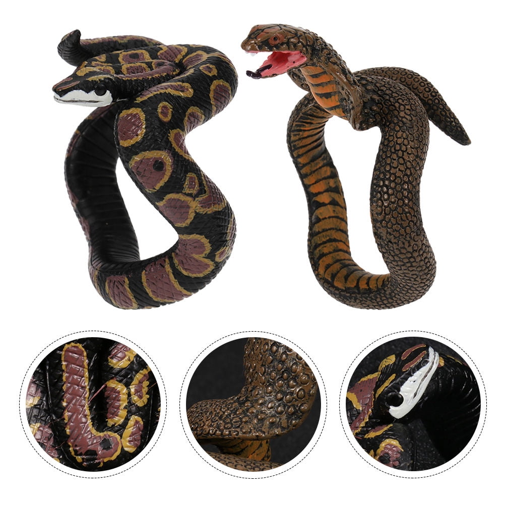 Homoyoyo 2Set Realistic Fake Snake Toy Dark Brown Childrens Imagination ...