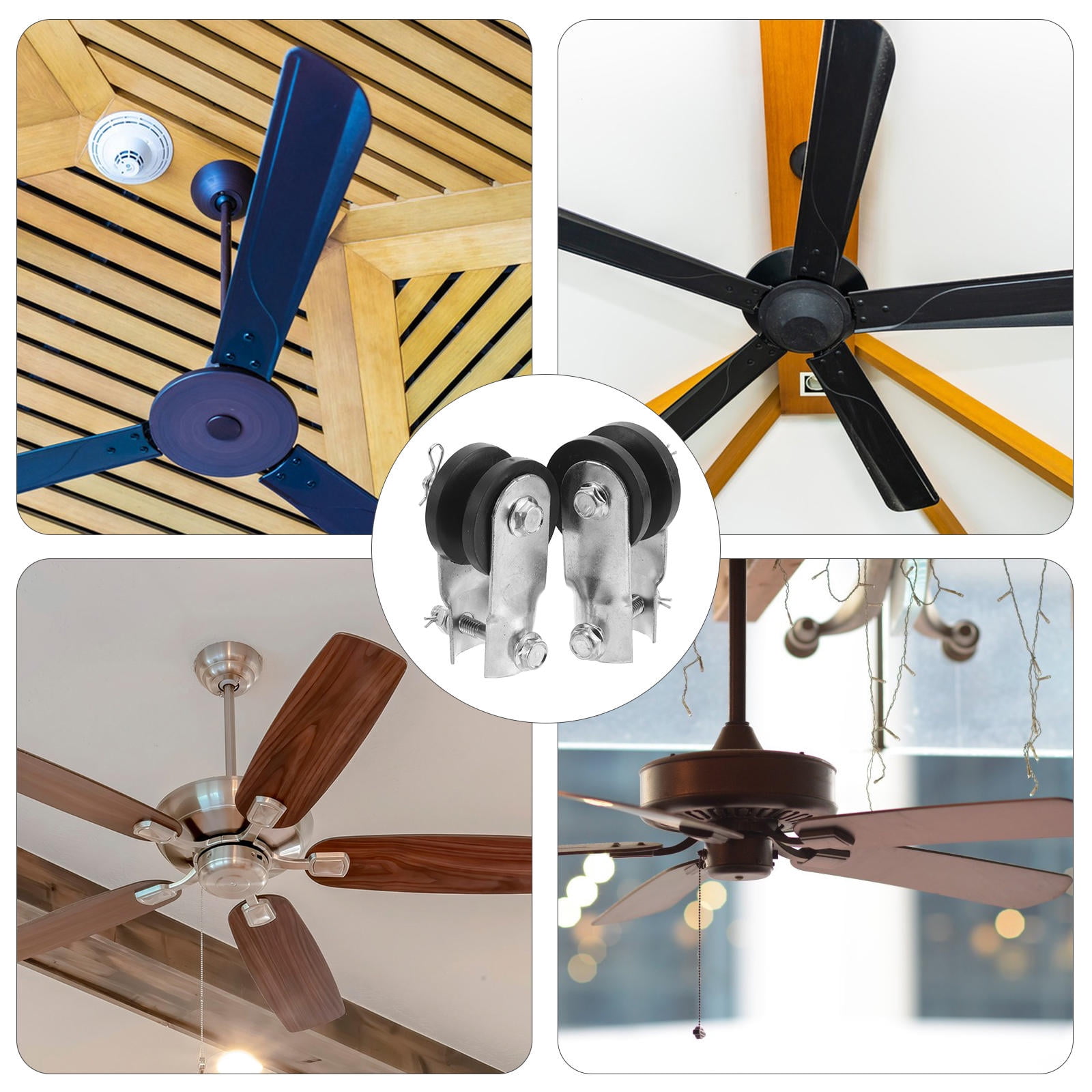 Homoyoyo 2Set Ceiling Fan Hook Pulley Multi Iron For Enhance Safety ...