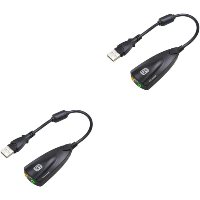 Homoyoyo 2pcs Soundcard Stereo Headphone Adapter Black Color ...