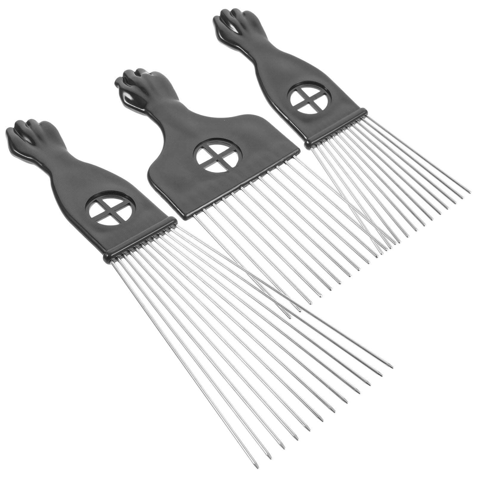 Homoyoyo Detangler Comb for Curly Hair Black Stainless Steel 3Pcs 9*3*0 ...