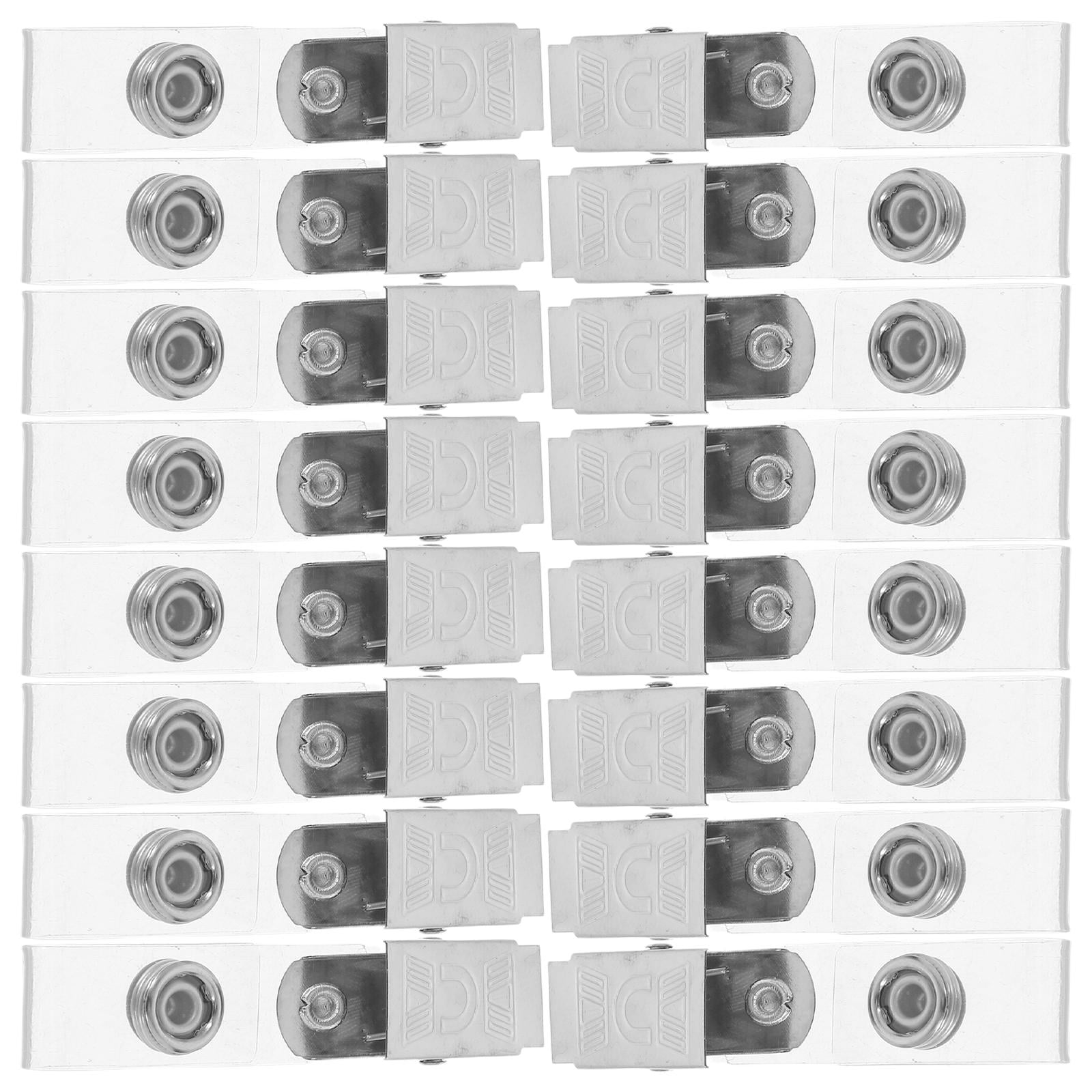 Homoyoyo 40PCS Name Card Holder Clip Badge Clips Silver PVC Double ...