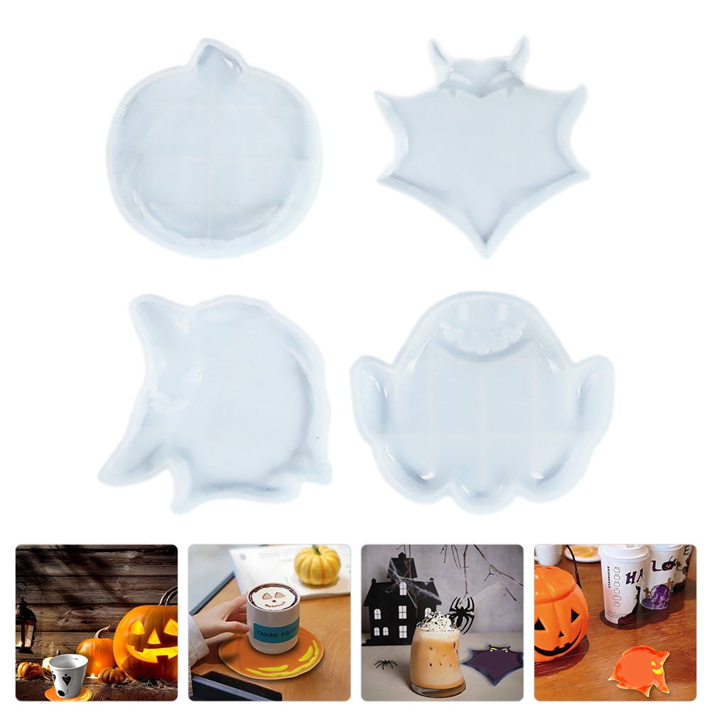 Homoyoyo Epoxy Resin Molds Silicone Coaster Molds Durable 4Pcs White ...