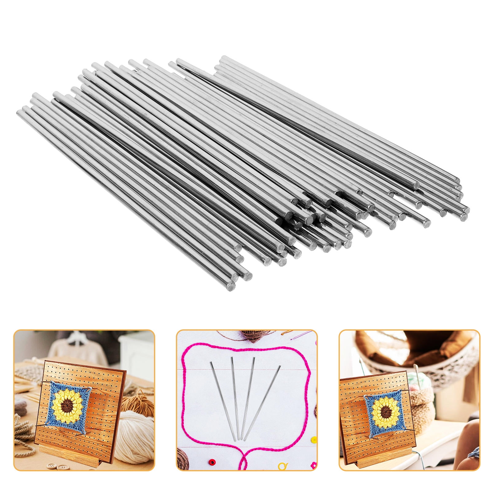 Homoyoyo 50-Piece Steel Crochet Blocking Pegs Set for Knitting Boards ...