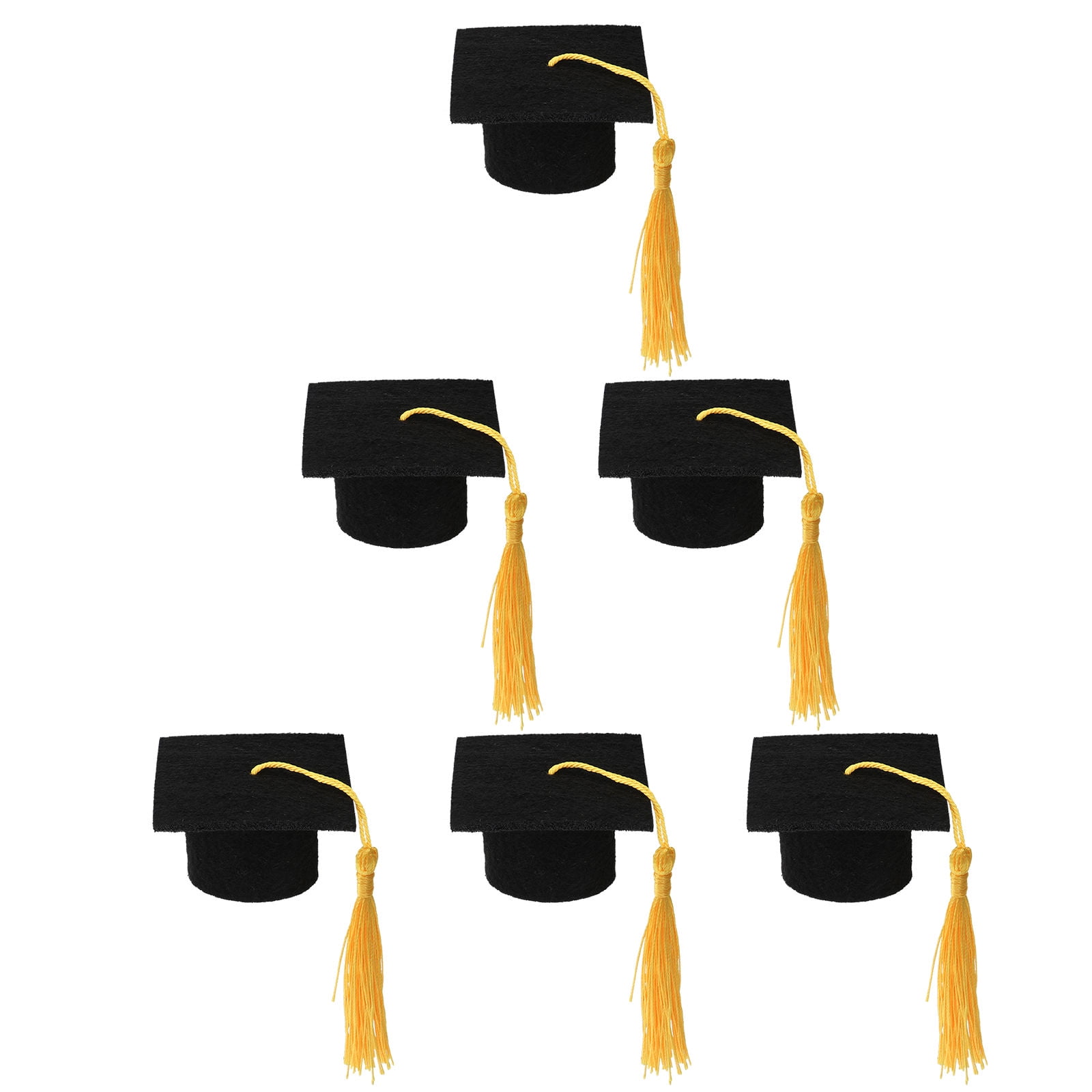 Homoyoyo Mini Yellow Graduation Cap Bottle Toppers 6pcs Decorative Grad ...