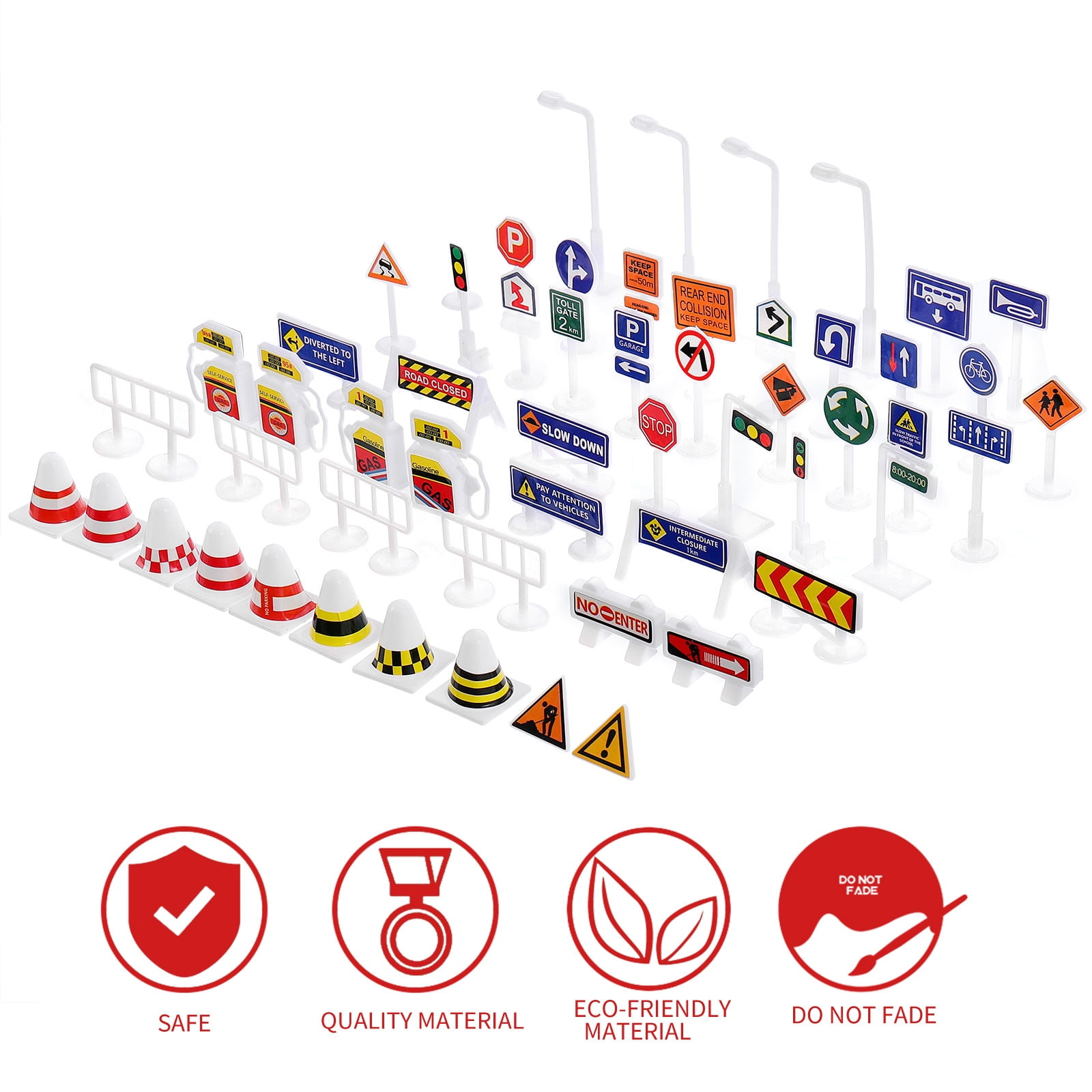 Homoyoyo 56Pcs Road Construction Signs Multi-colored for Children ...