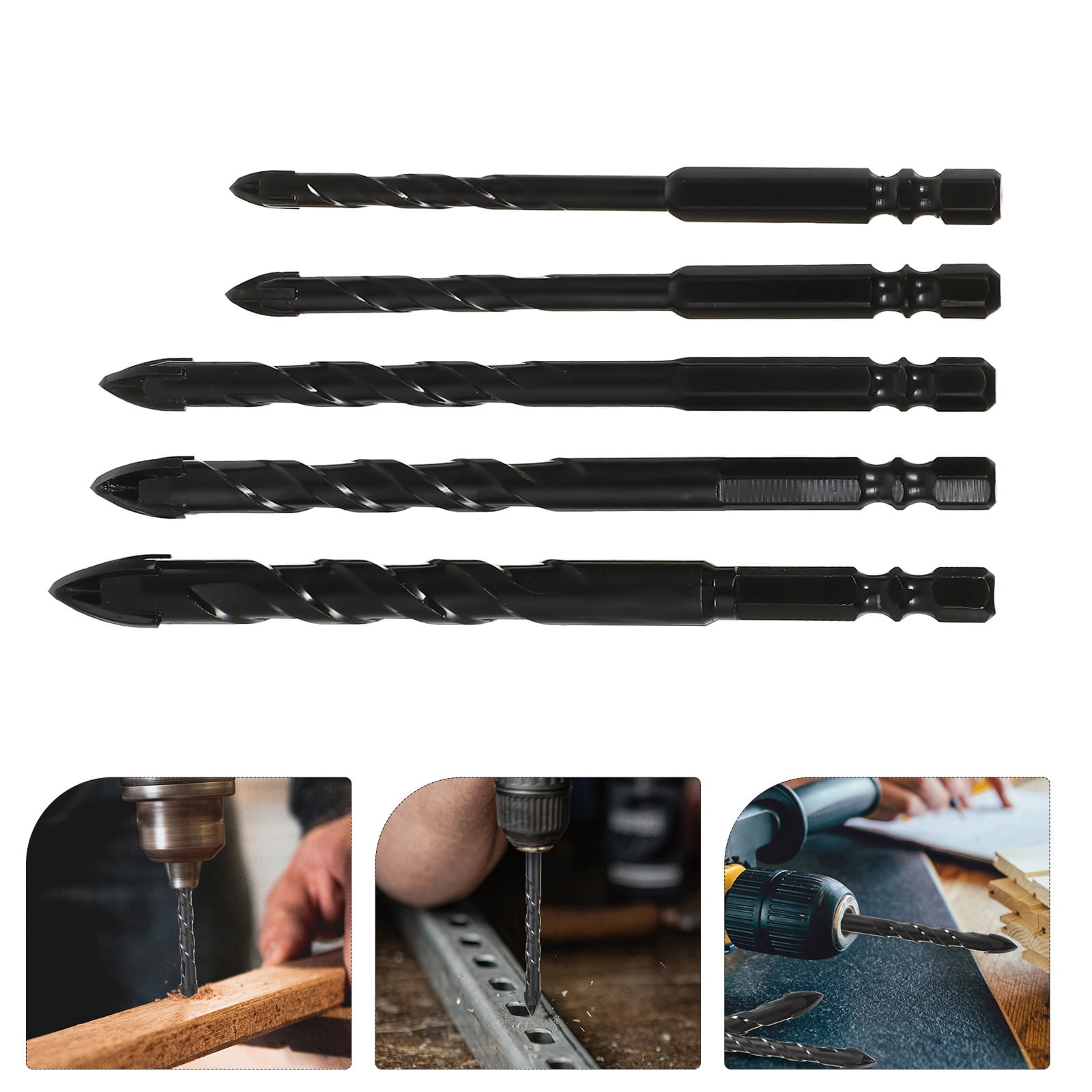Homoyoyo 5-Piece Cross-Shaped Tip Drill Bits Set for Ceramic Porcelain ...