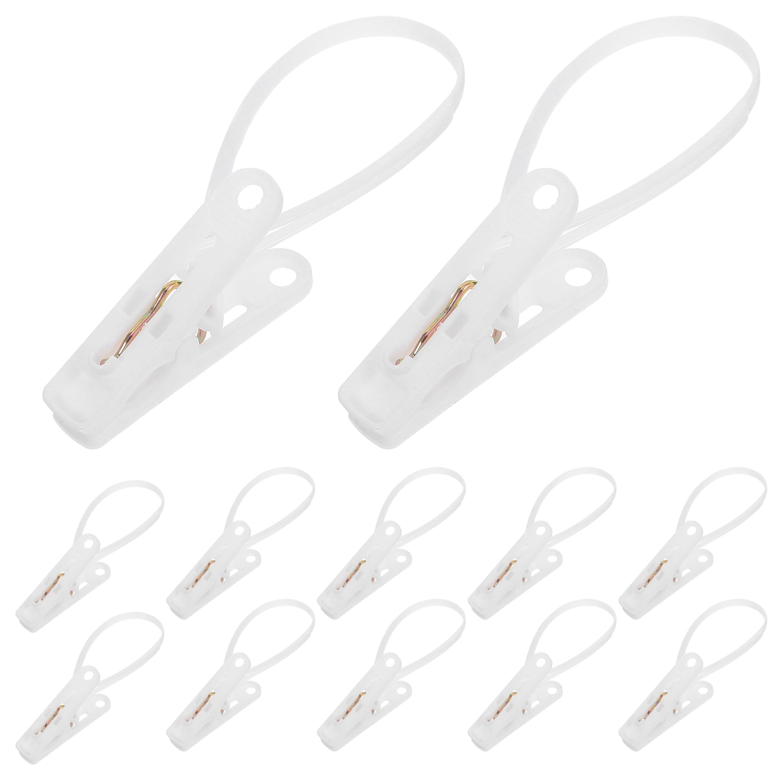 Homoyoyo 60Pcs Windproof White Plastic Clothesline Clips with Rope Hook ...